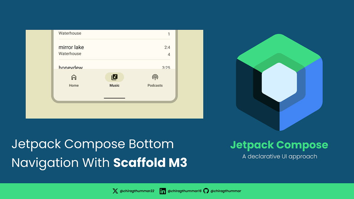 Jetpack Compose Bottom Navigation With Scaffold (Material3) | by Chirag T | Medium