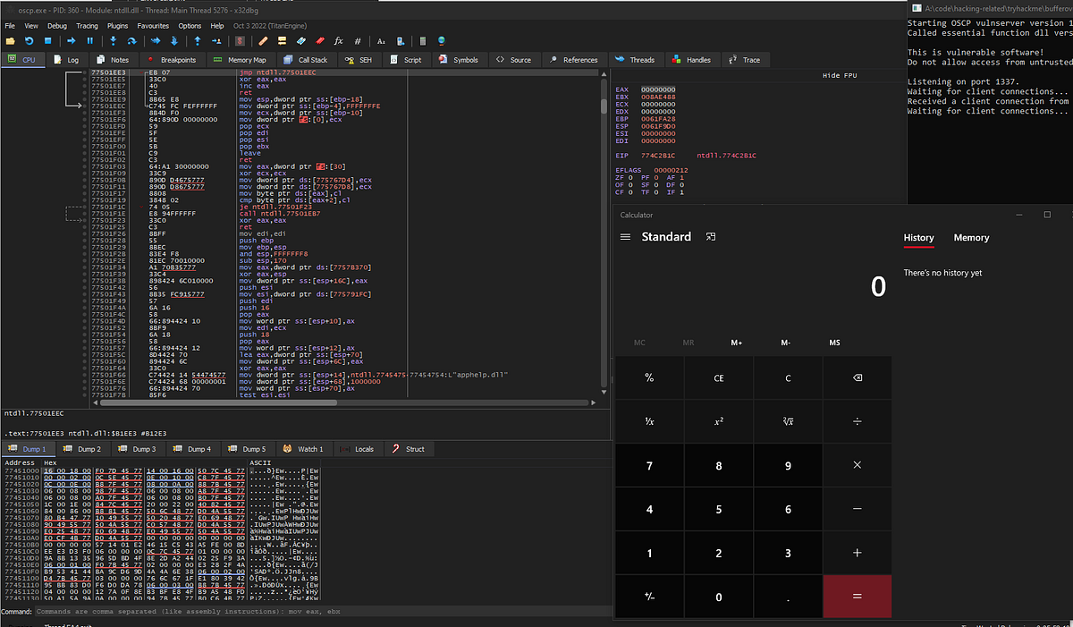 TryHackMe using x32dbg overflow 1 | Medium