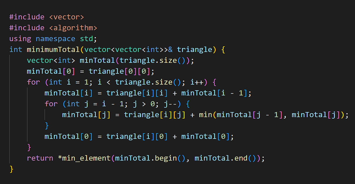 C Solution To Leetcode 120 Triangle Leetsolve