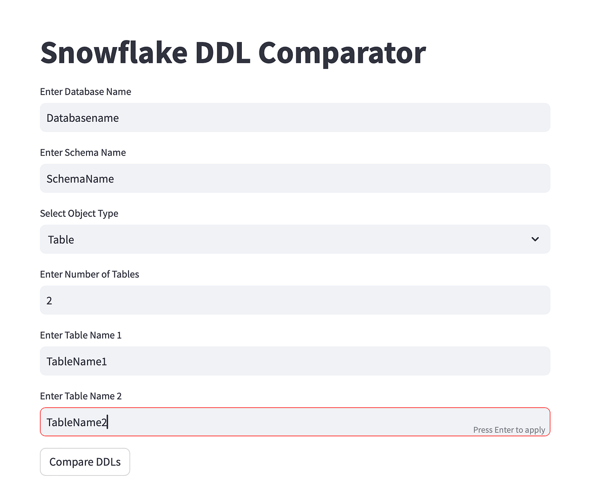 Snowflake DDL Comparator(Different Accounts) using Streamlit | by ...