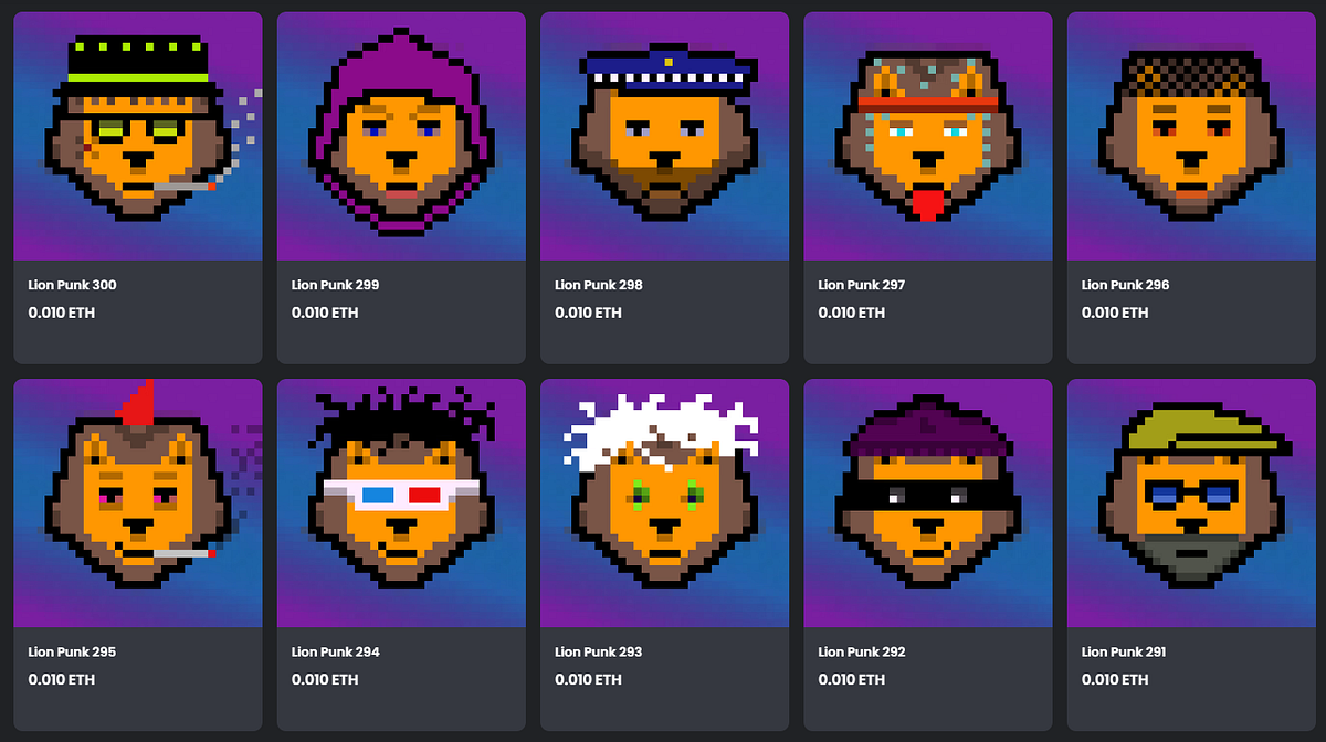 New nft listed! 10 Lion Punks! - Bybvnu - Medium