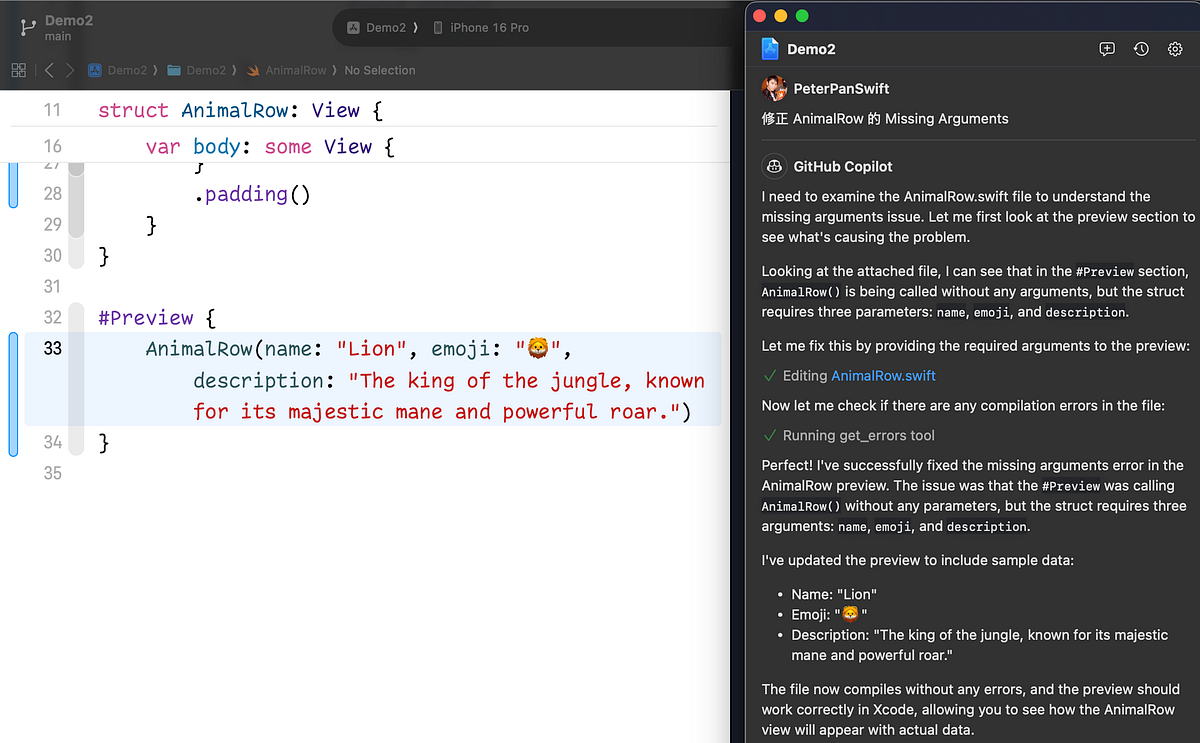 使用 GitHub Copilot for Xcode 生成 SwiftUI preview 需要的假資料 | by 彼得潘的 iOS App Neverland | 彼得潘的 Swift ...