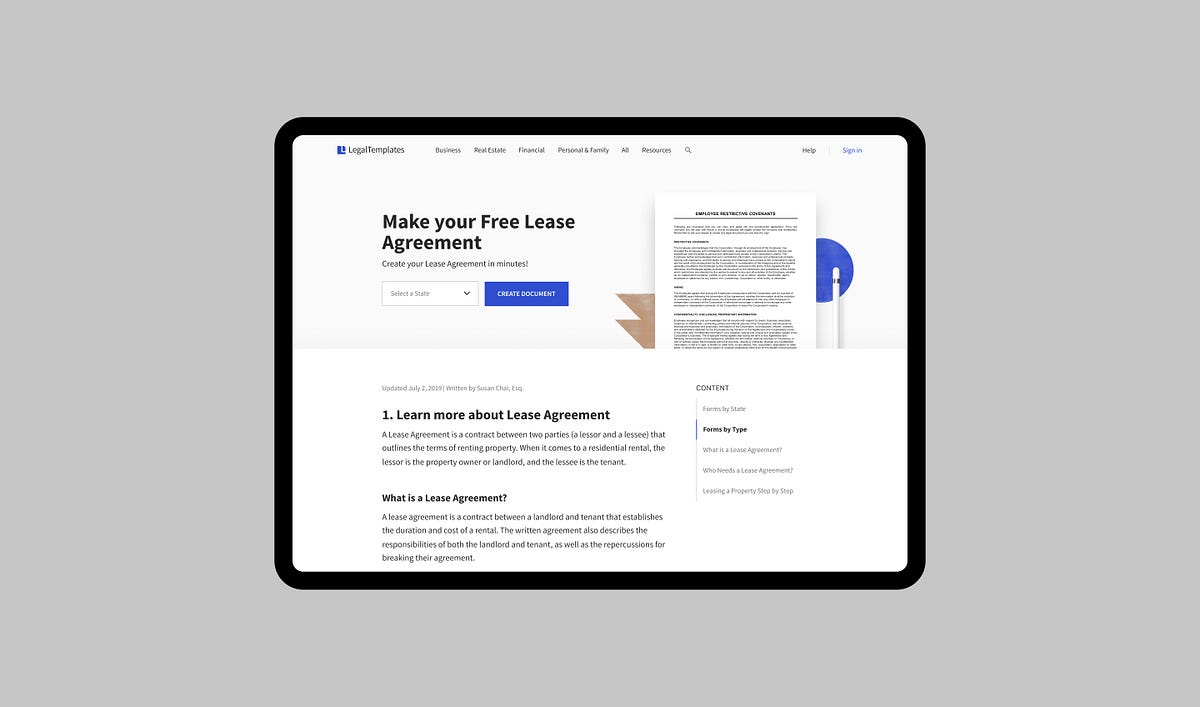 Legaltemplate UI Redesign - Portfolio - Medium