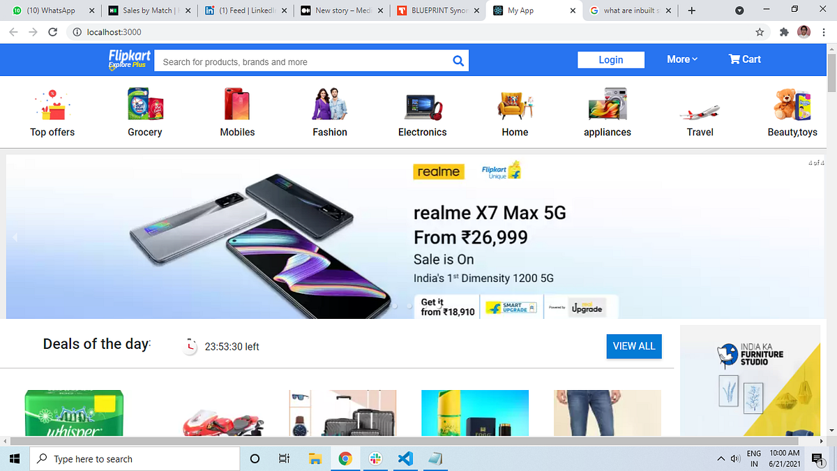 Cloning the Flipkart application with React.js | by Minakshi Das | Medium