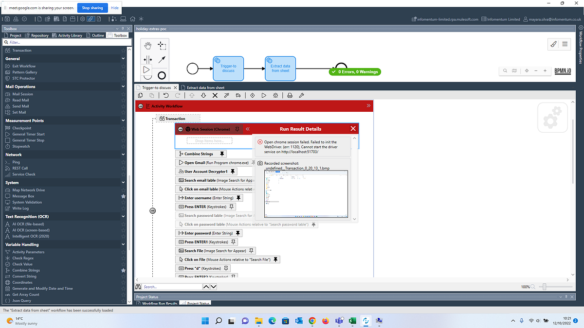 MULESOFT RPA — Open chrome session failed. Failed to init the webdriver. (err: 1120) - Another ...