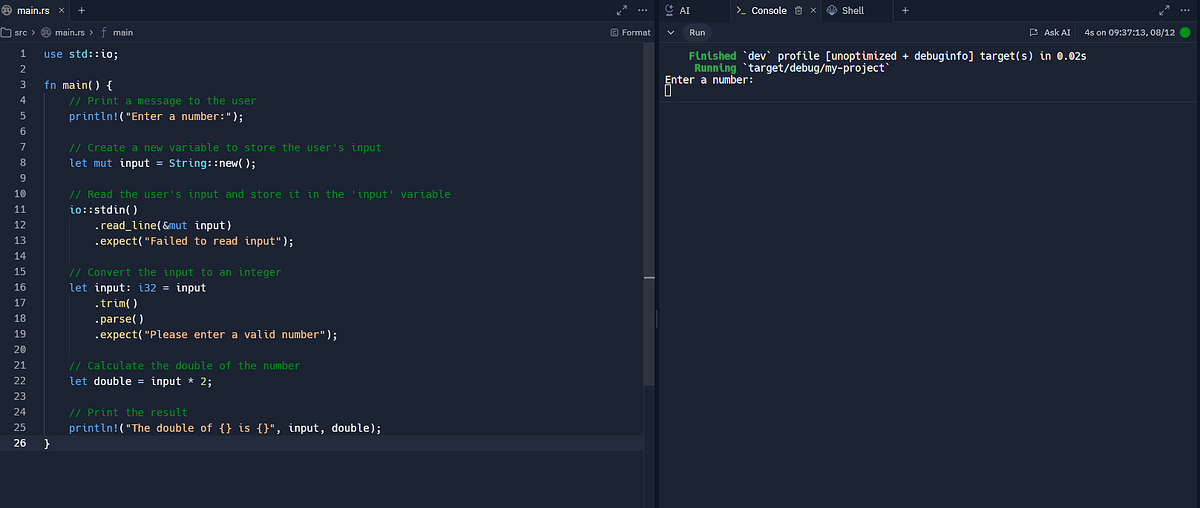 Discover Rust: A Simple Program to Double a Number | by Germano Costi | Aug, 2024 | Medium