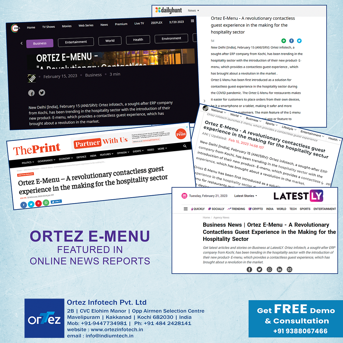 Ortez E-menu featured in Online News Reports - Ortez Infotech Private ...