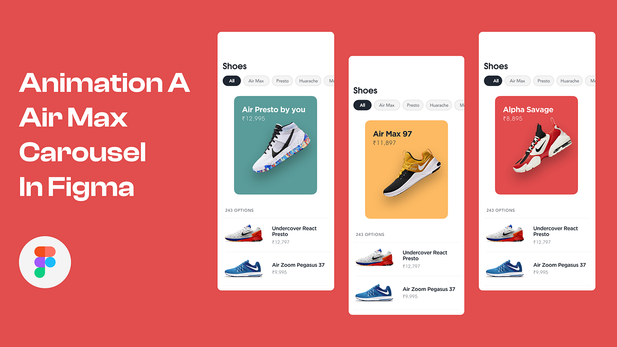 Figma : How to create an Air Max animation Carousel in Figma step by ...