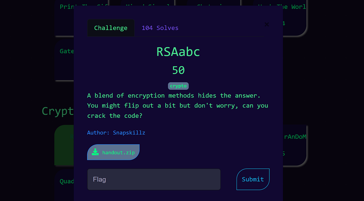 RSAabc — niteCTF 2024. Source: niteCTF 2024 | by InferiorAK | Medium