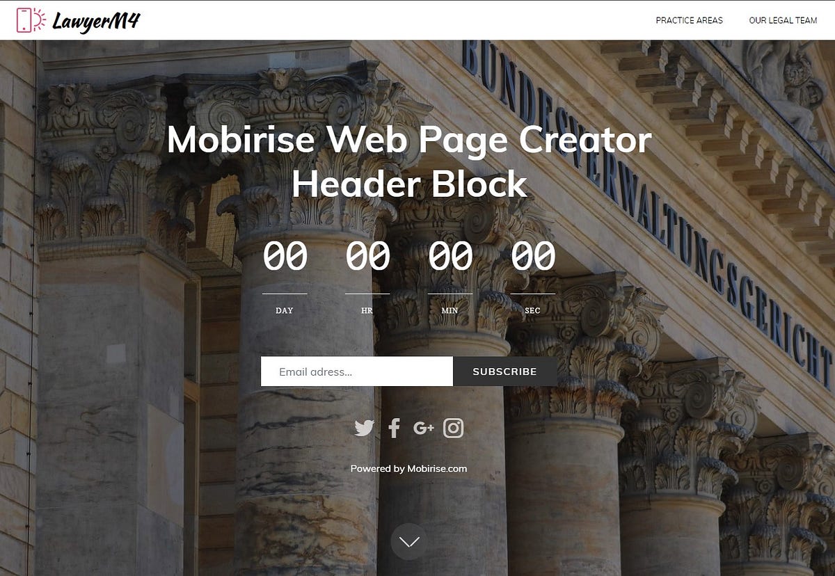 Mobirise Web Page Creator — Header Block of LawyerM4 | by mobirise | Medium