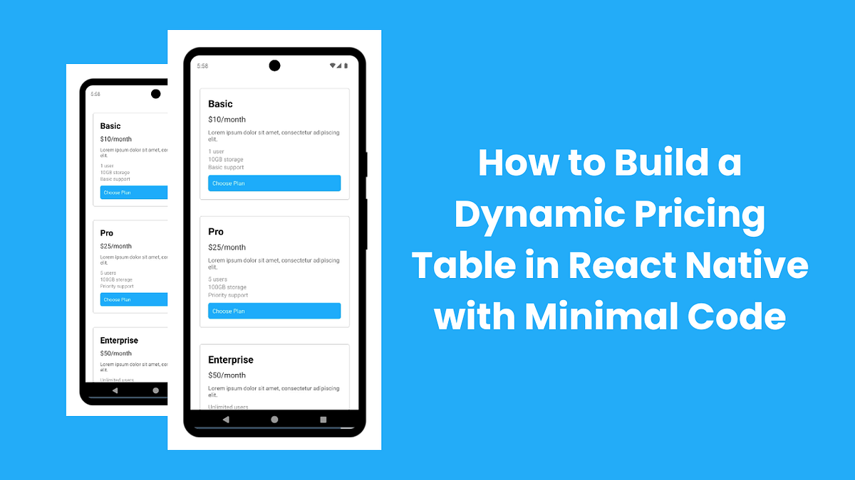 How to Build a Dynamic Pricing Table in React Native with Minimal Code | by Amol kapadi | Medium