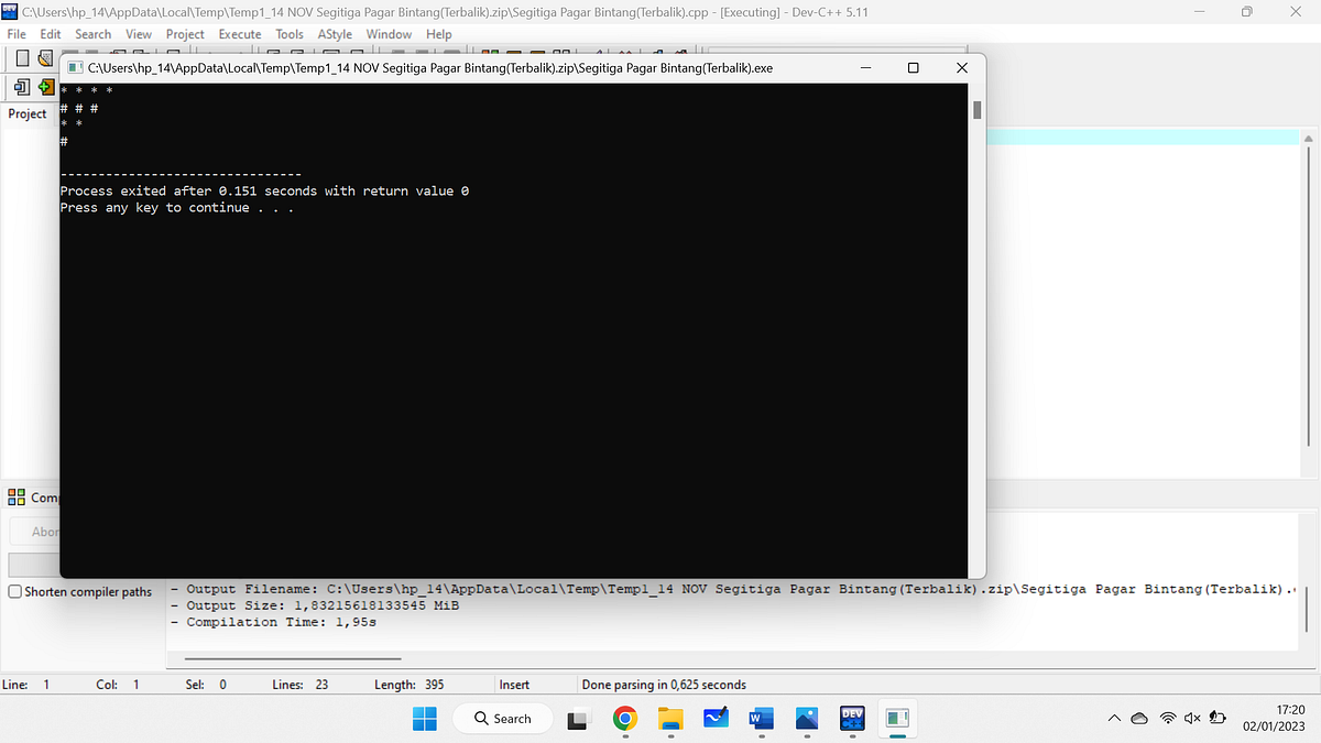 Segitiga Terbalik Menggunakan FOR C++ - Arian Farhan - Medium