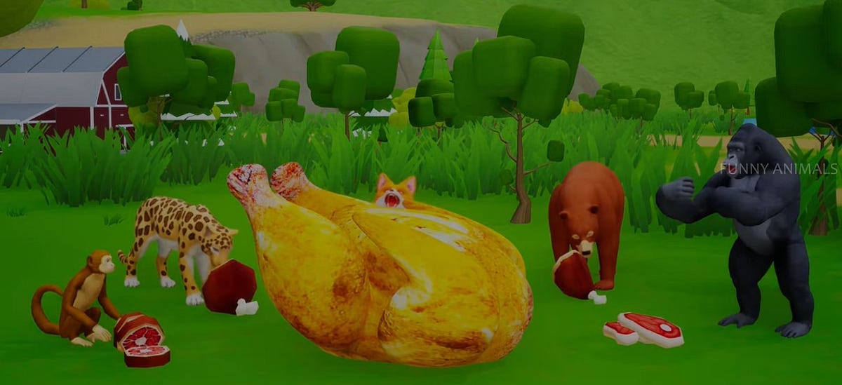 Giant Rooster vs Wild Animals in Farm | Giant Hen Destroys Farm | by ...
