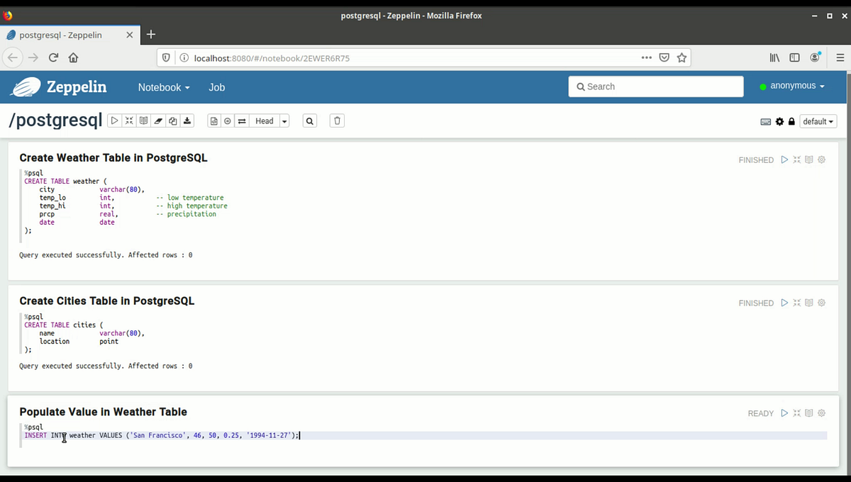 Apache Zeppelin Create Table And Load Data Command Line In Postgresql By Ca Amit Singh Free 9072