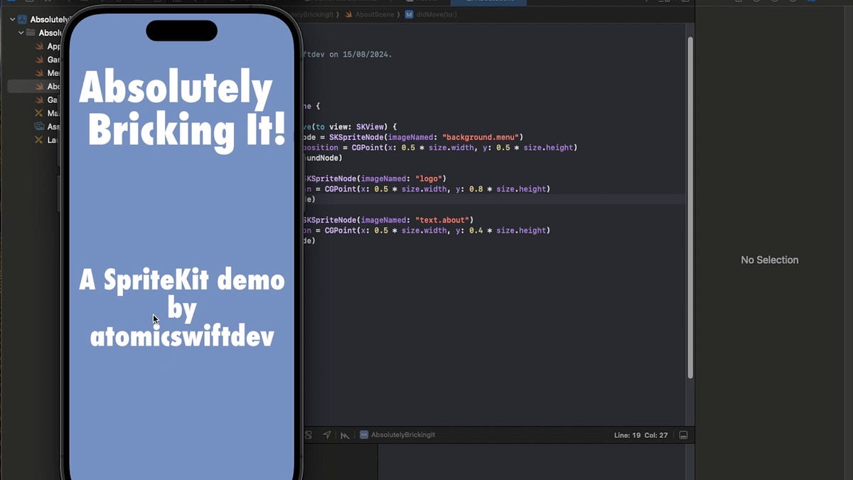 SpriteKit Project — AbsolutelyBrickingIt — Part 6: Add the about scene | by atomicswiftdev | App ...
