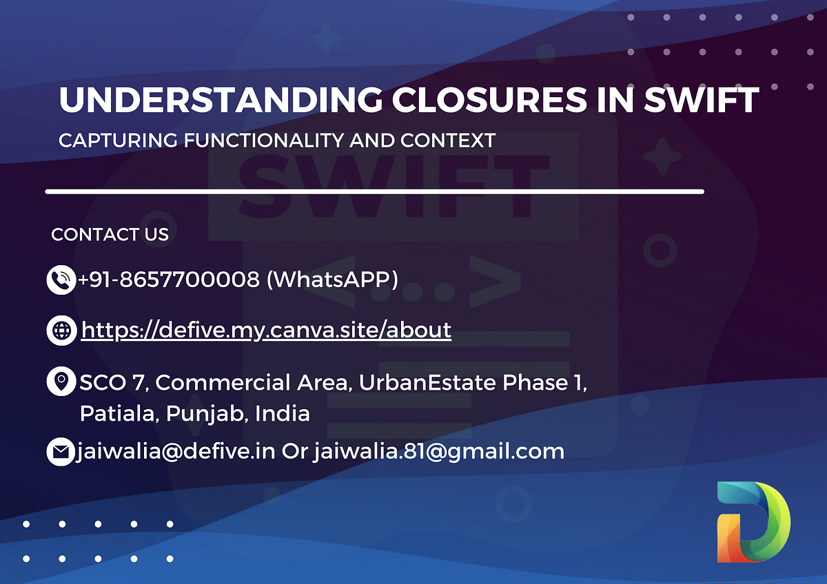 Understanding Closures in SWIFT: Capturing Functionality and Context | by DEFIVE | Medium