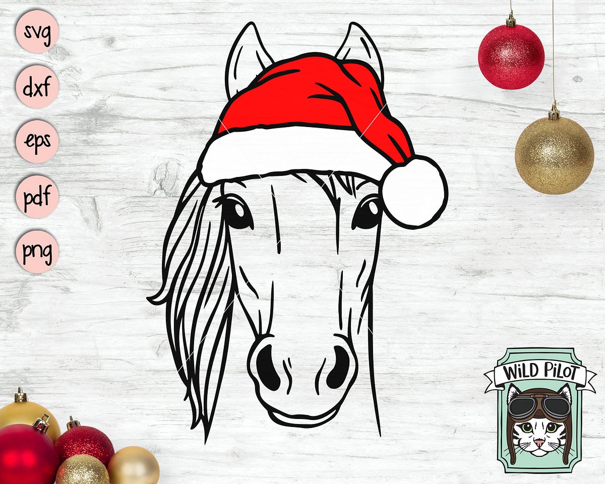 Horse Santa hat svg file, Horse with Hat svg, Christmas svg file, Horse ...