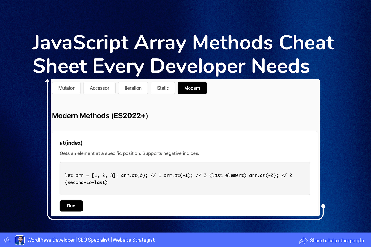 JavaScript Array Methods Cheat Sheet Every Developer Needs | by Usman ...