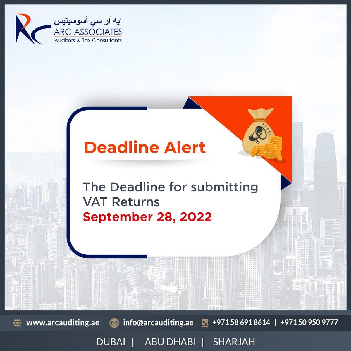VAT Returns Submission Deadline Announced by FTA - Arc Associates Audit ...