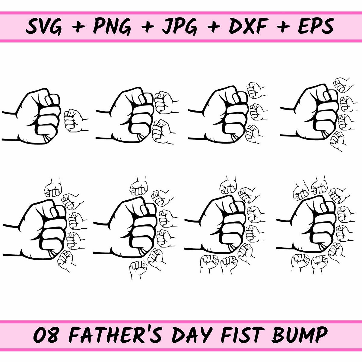 Personalized Father’s Day Fist Bump Set, Family SVG, Baby Toddler Kid Dad Fist Bump SVG, Father ...
