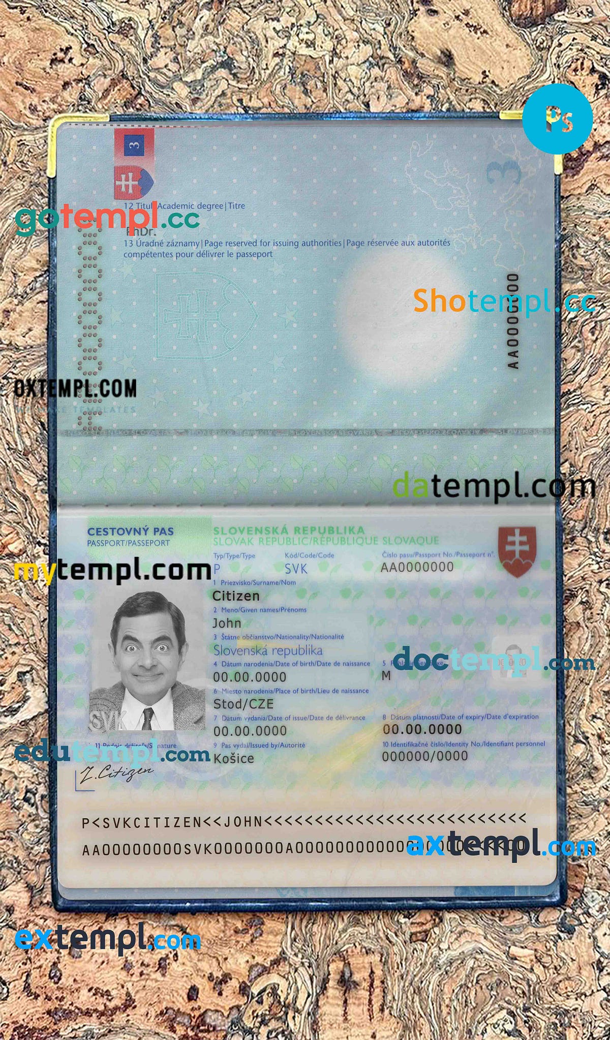 sample Slovakia passport editable PSDs, scan and photo-realistic ...