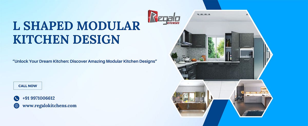 L Shaped Modular Kitchen Design - Regalo Kitchens - Medium