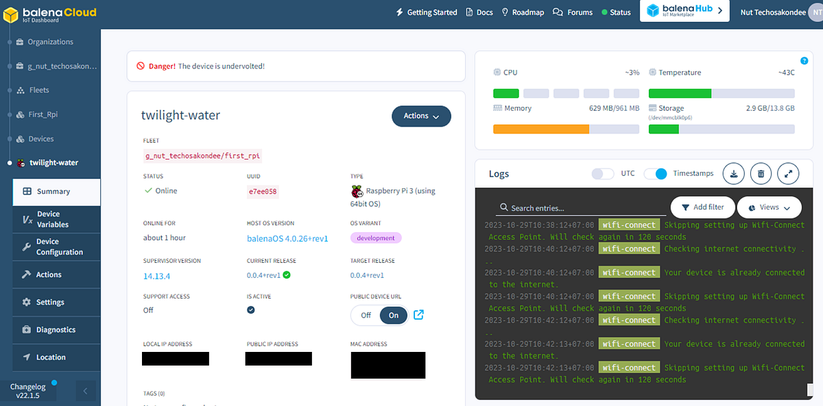 ทดลองใช้งาน Balena Cloud กับ Rpi3 ตอนที่ 1 | by Nut Techosakondee | Medium
