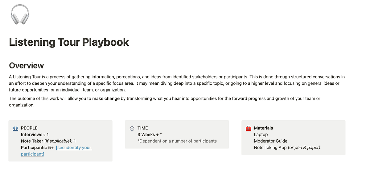 A Listening Tour Playbook. For DesignOps practitioners and beyond | by ...