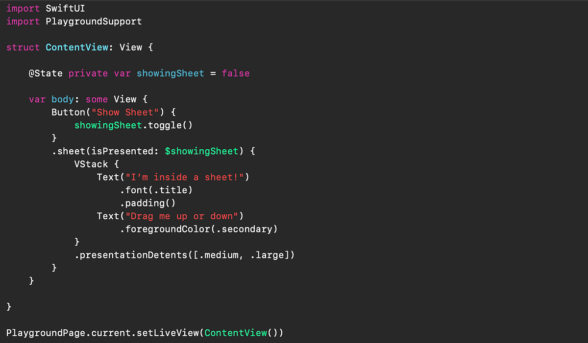 SwiftUI Tutorial: Working with presentationDetents modifier | by Arc Sosangyo | Stackademic