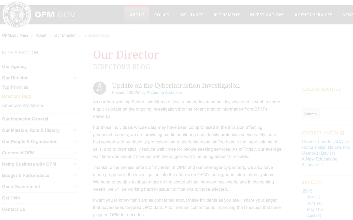 The Annotated OPM Update. On July 4, 2015, OPM Director Katherine… | by ...