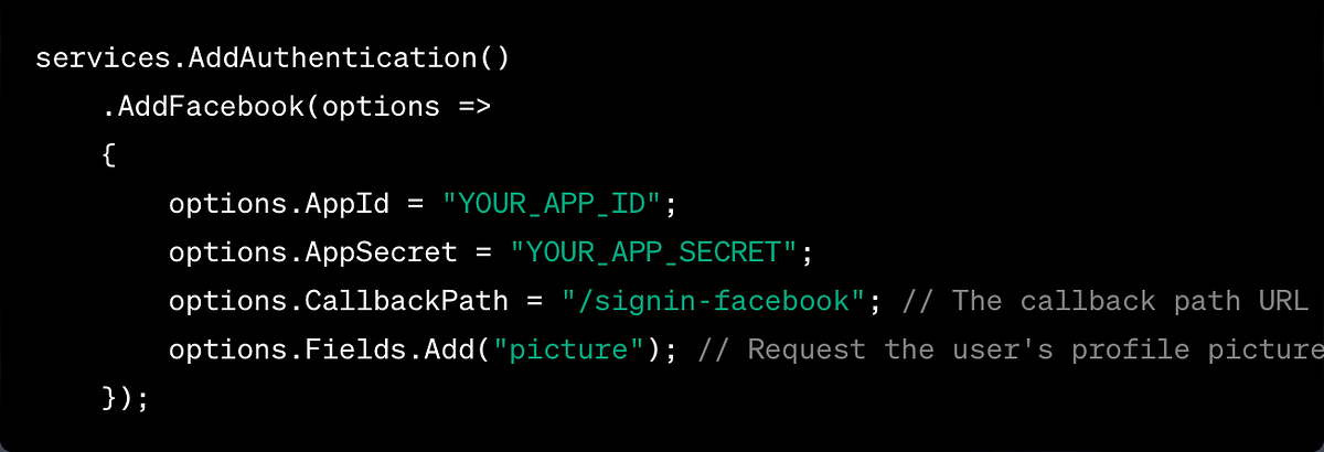 How to get facebook login user image when implement facebook login in asp.net core Razor Pages ...