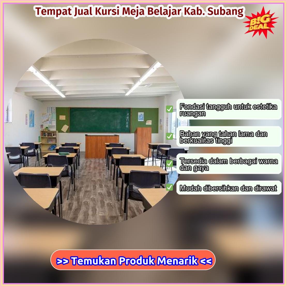 Tempat Jual Kursi Meja Belajar Kab Subang - Sekolahmejabelajar - Medium