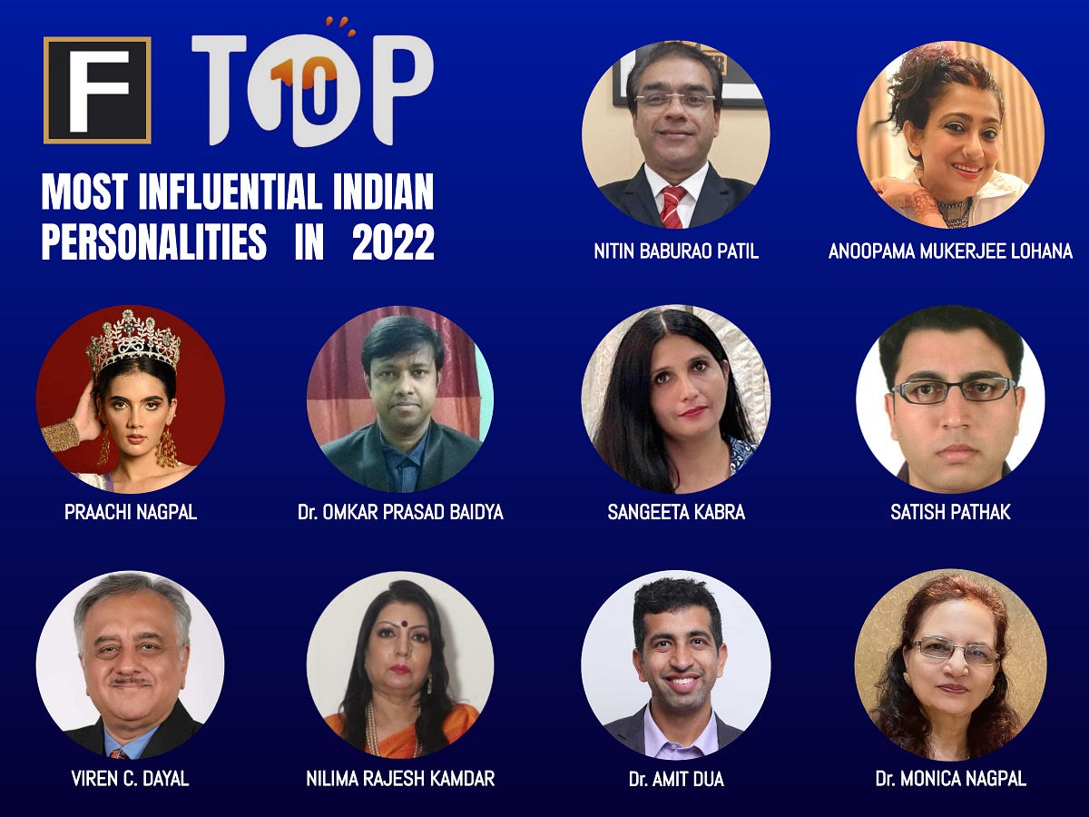 Top 10 Most Influential Indian Personalities of the year 2022 announced ...