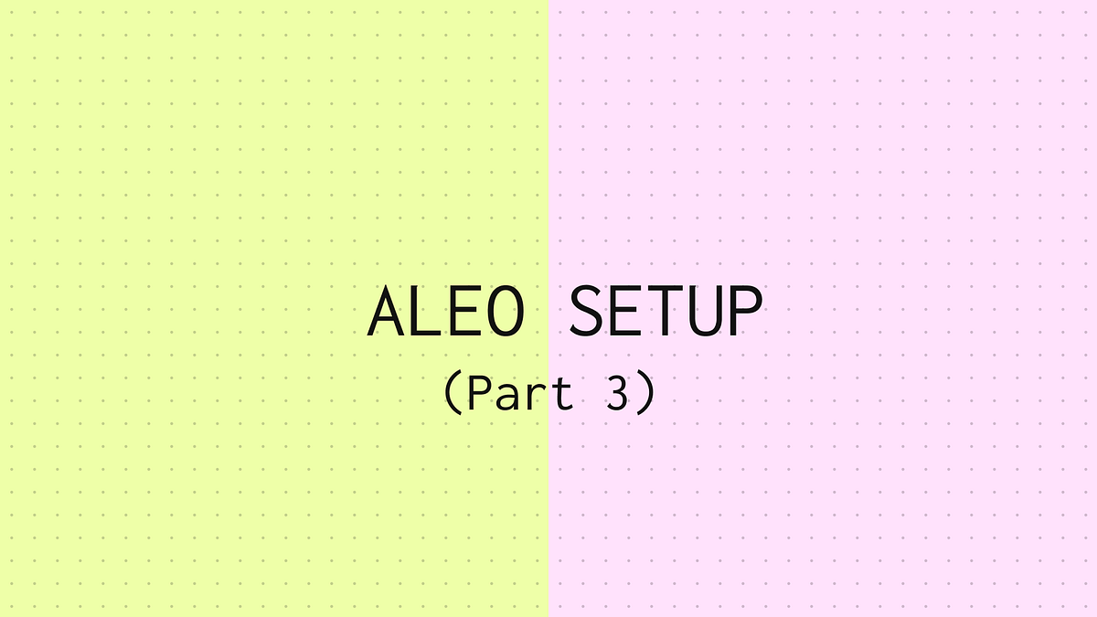 Aleo Setup (Part 3). Here we are at the end of the Aleo… | by Emil Pepil | Jul, 2024 | Medium