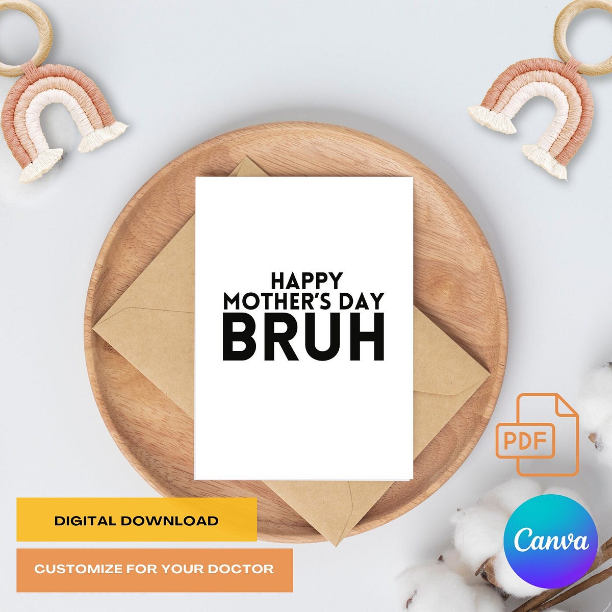 Bruh Funny Mother’s Day Card Template | Tween Gift for Mom ...