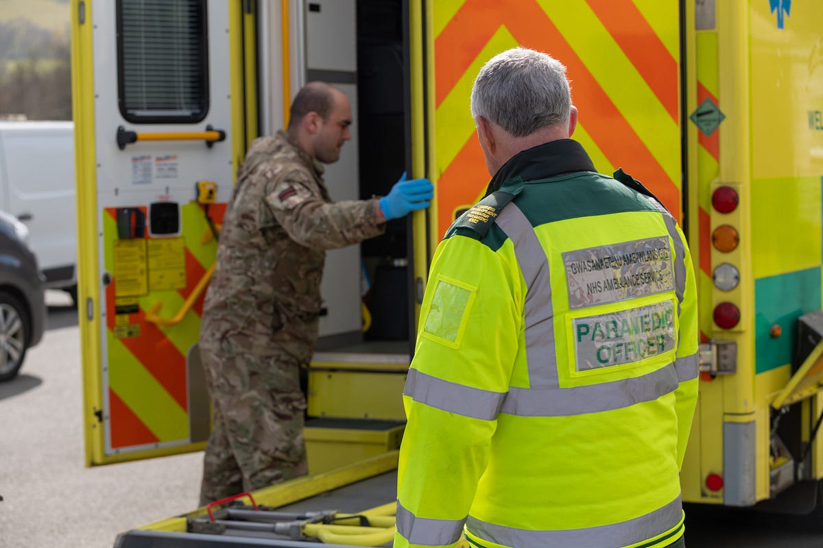 Supporting frontline Ambulances. 60 British Army soldiers in Wales are ...