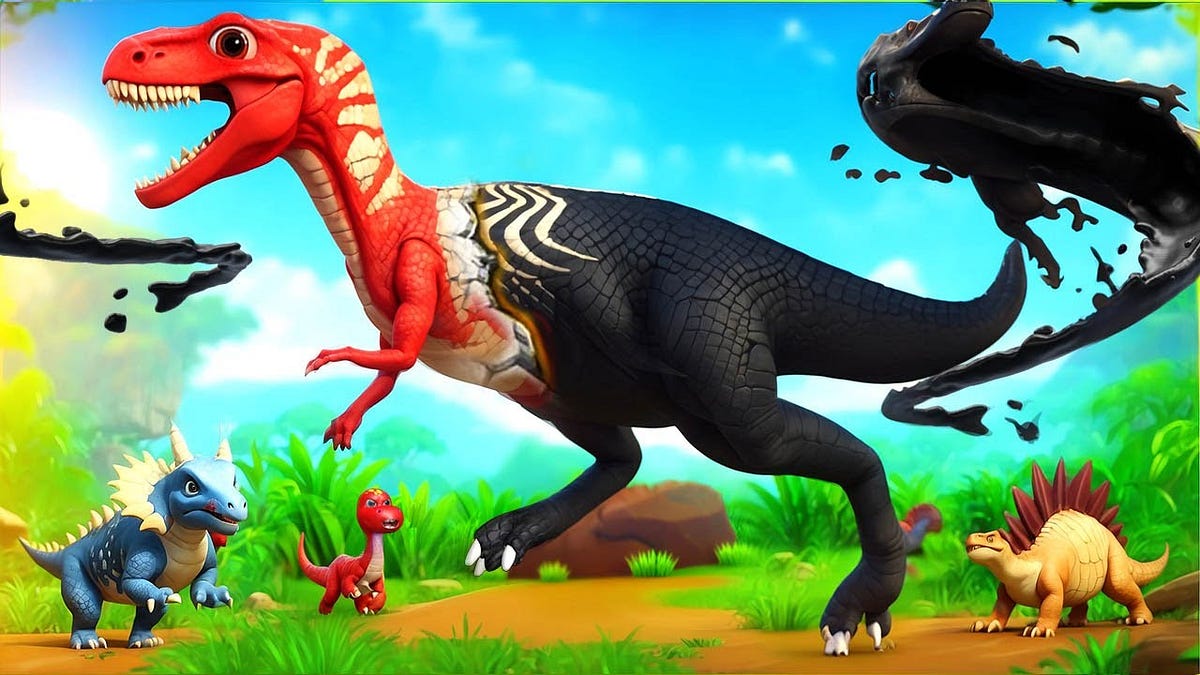 Dinosaur Fight: Red T-Rex Transforms into Venomous Beast in Jurassic ...