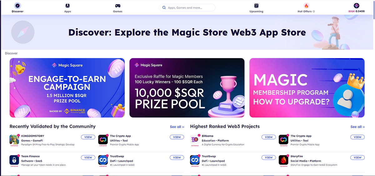 MAGIC SQUARE The WEB3 APP Store.. Discover the world of Web3 with Magic ...