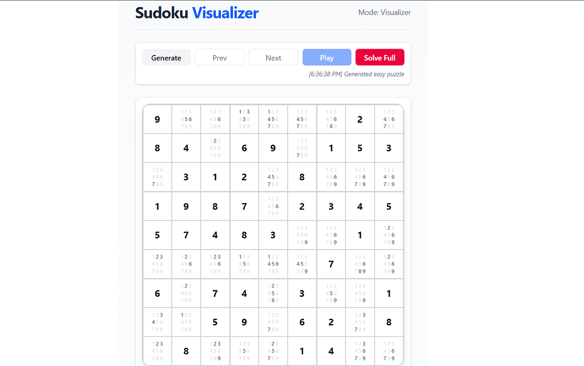 Building a Sudoku Visualizer: Making DSA Fun with Interactive Visuals | by Aditya Ojha | Aug ...