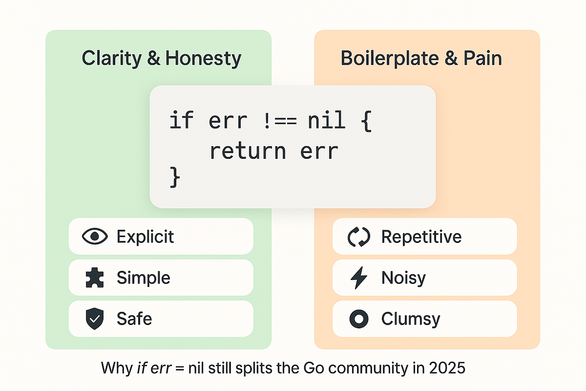 Why if err != nil Still Splits the Go Community in 2025 | by Toyez | Sep, 2025 | Medium