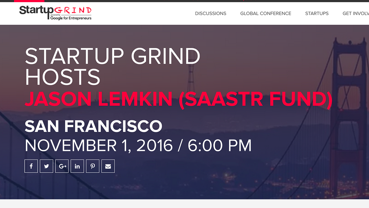 Come to a SaaStr Fireside Chat and Meet-Up with Startup Grind on ...