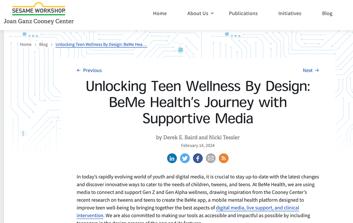 BeMe Supportive Media Joan Ganz Cooney Center | Medium