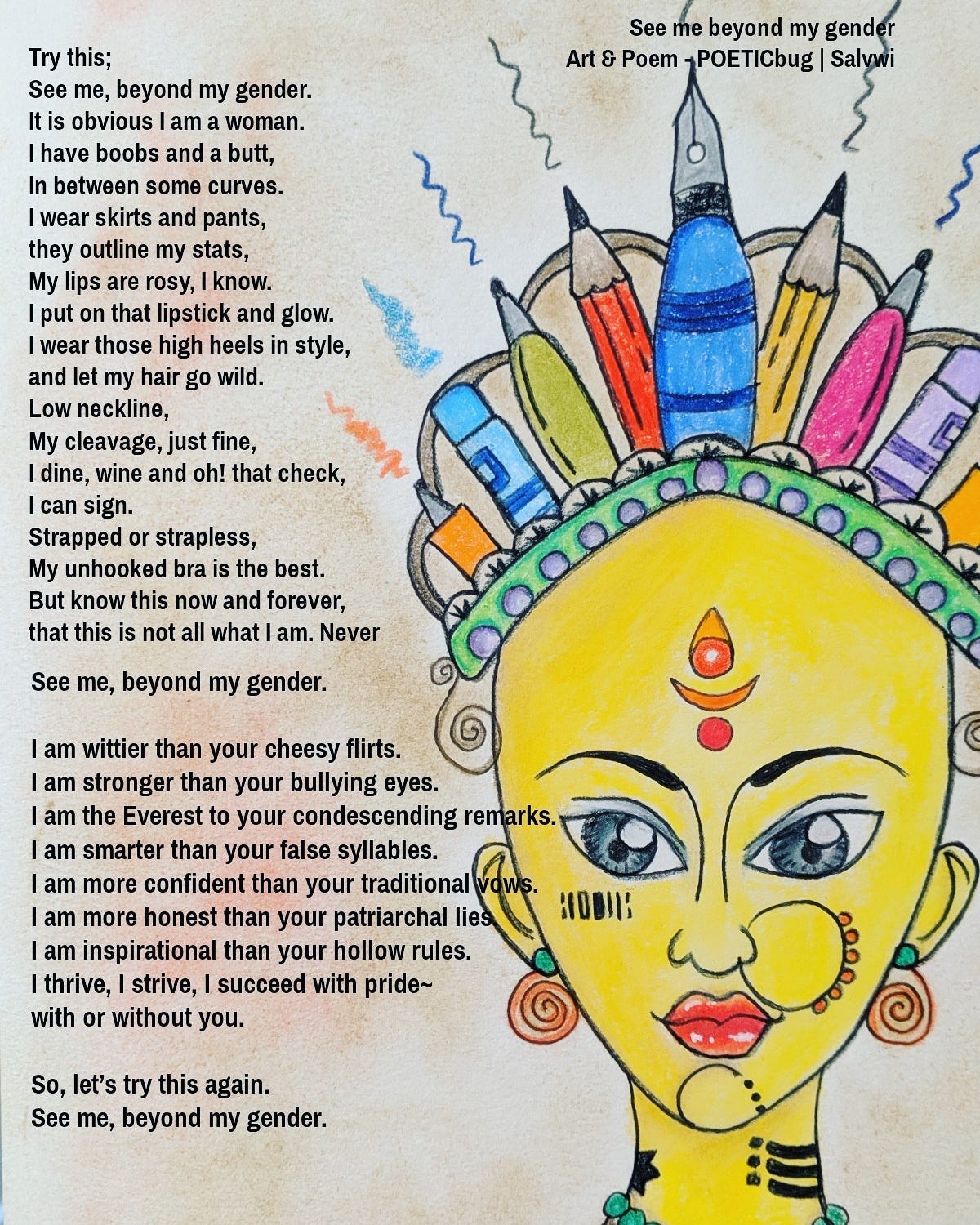 Poem : See me beyond my gender. Try this; See me, beyond my gender. It ...