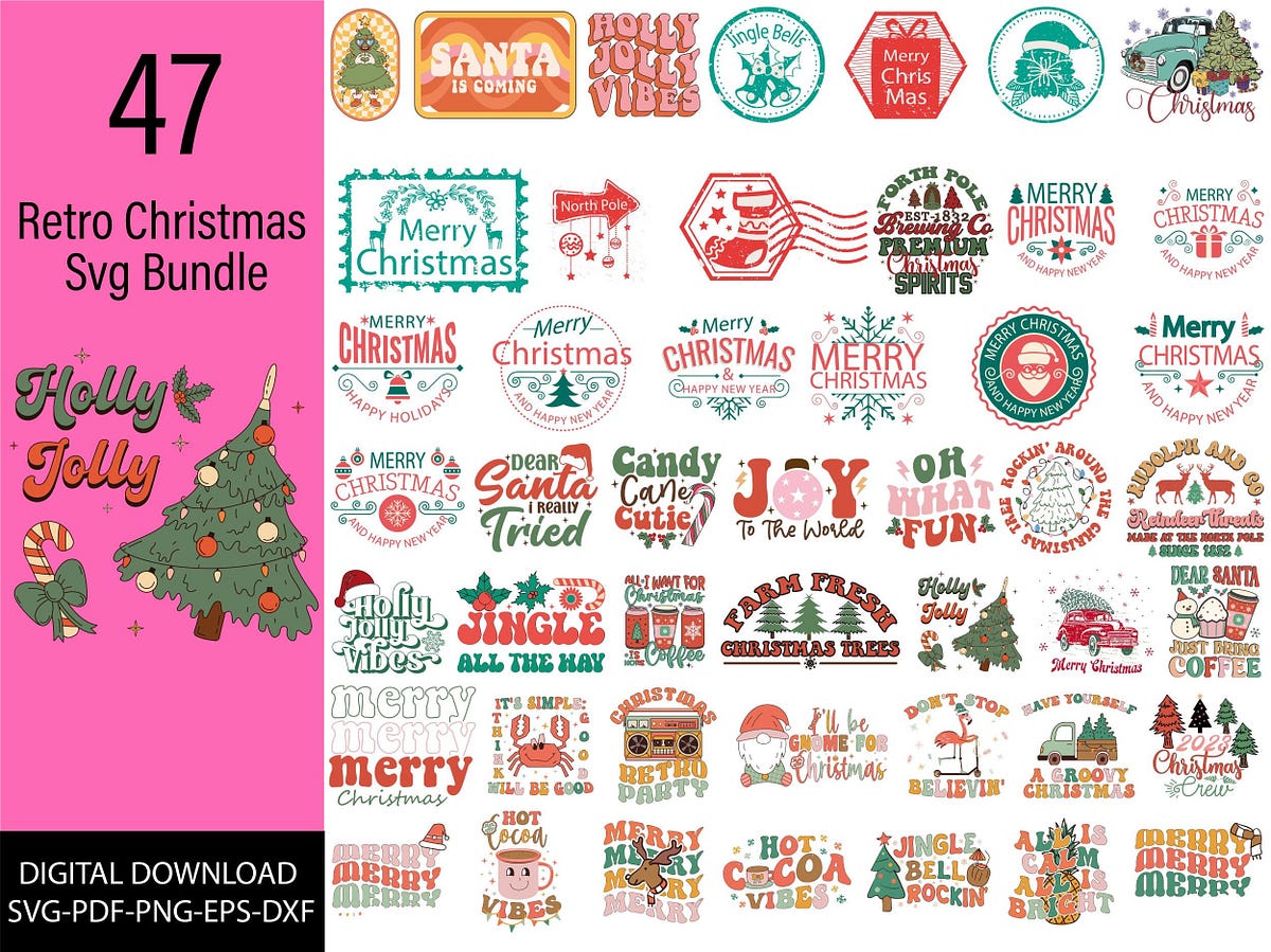 Retro Christmas SVG Bundle, Christmas Retro Svg, Funny Christmas Svg ...