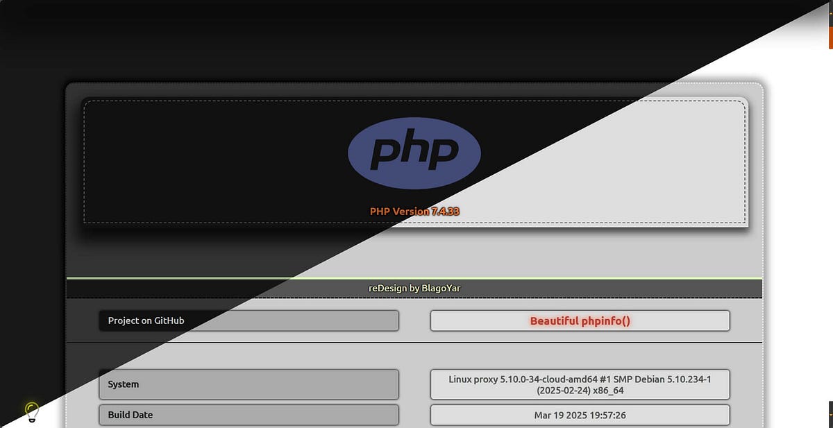 Beautiful phpinfo(). Download/clone the project github… | by BlagoYar | Apr, 2025 | Medium