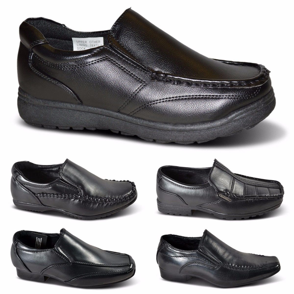 Boys Kids Slip On Italian Casual Smart Dress Black Formal Back to ...