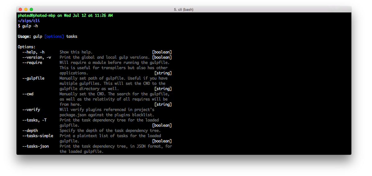 Gulp Sips: New Command Line Interface | by Janiceilene | gulpjs | Medium