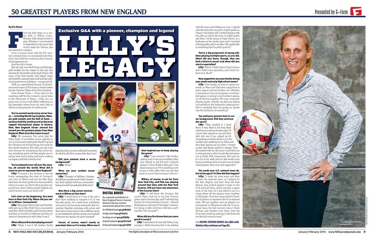 Lilly’s Legacy. Exclusive Q&A with Kristine Lilly… | by Eric Beato | Medium