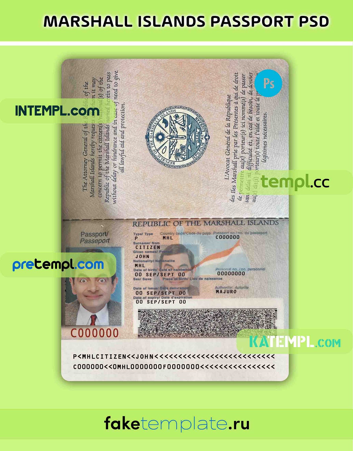 Marshall Islands passport PSD download template | by Intempl | Oct ...