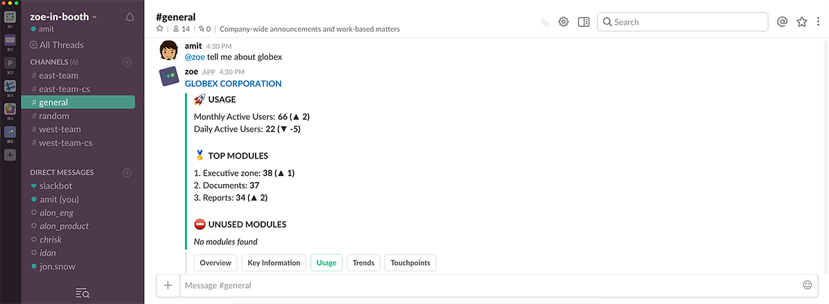 Implementing the customer success bot Zoe in Slack | by Guy Nirpaz ...